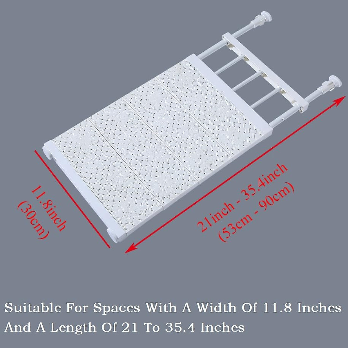 HabiWell Adjustable Closet Organizer Storage Shelf for Cabinet Kitchen Rack Space Saving Wardrobe Closet Shelves Cabinet Holders (Width 11.8 inch, Length 21-35.4 inch)