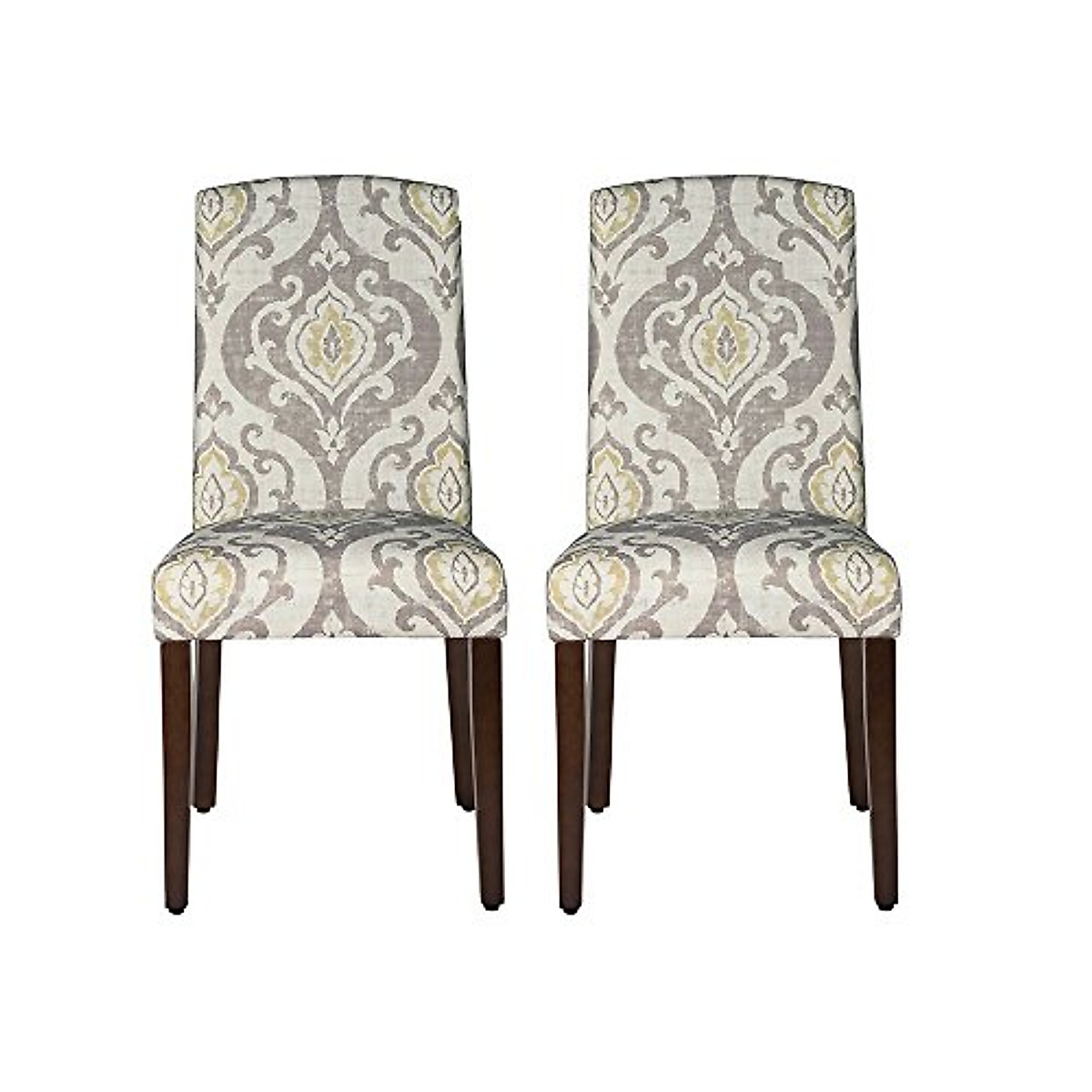 Homepop Home Decor | Upholstered Patterned Parsons Dining Chairs Set of 2 | Accent Chairs Set of 2 with Curved Back, Suri Brown