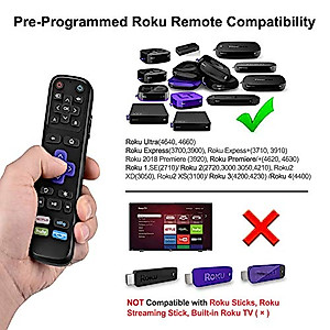SofaBatn R2 Universal IR Remote Replacement for Roku Streaming Player with 13 Extra Learning Buttons to Control TV Soundbar All in One (for Roku 1 2 3 4 Premier+ Express+ Ultra, NOT for Roku Stick)