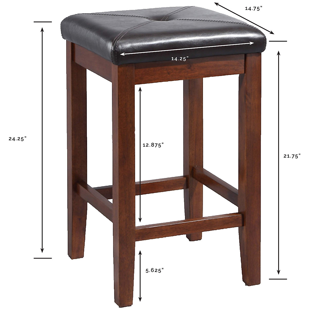 Crosley Furniture Upholstered Square Seat Counter Height Bar Stools Set of 2, Vintage Mahogany, 24-inch
