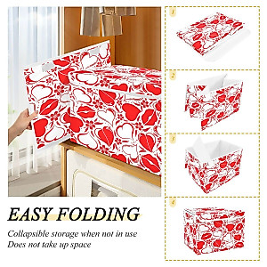 Storage Bins with Lids Foldable Storage Baskets Storage Cubes Collapsible Closet Organizer Containers with Cover Valentines Day for Home Office Organizer Closet, Shelves, Toy, Nursery