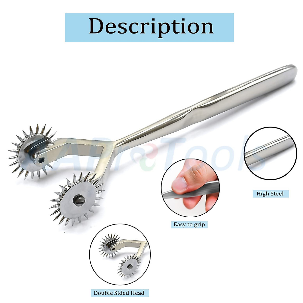 AAProTools Wartenberg Neuro Pinwheel Stainless Steel 2 Head Diagnostic Instrument Pin Wheel - Strong Pinwheel DS-1469