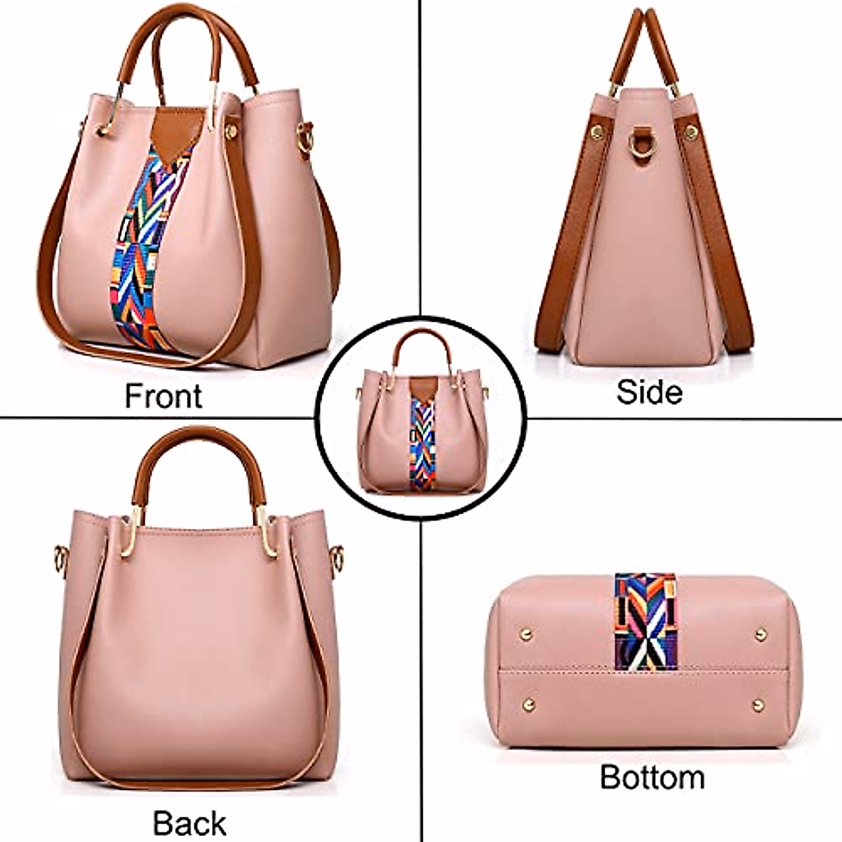 XingChen Handbags and Purse for Women Shoulder Bags Top-Handle Bags Tote Satchel Hobo 4pcs Set(Green)