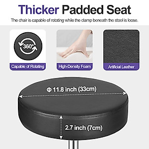 OUKMIC Drum Throne, Comfortable Adjustable Height Padded Drummer Stool, Tripod Non-Slip Foot Chair, Portable Folding Music Seat for Adults Kids, 5A Drumsticks Included