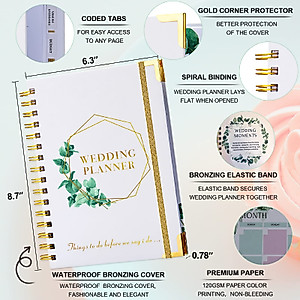 Wedding Planner&Organizer for Bride,Diamond Pen Set,A5 Undated Bridal Countdown Wedding Notebook Engagements Gift