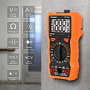 Takamine Digital Multimeter with Ohm Tester and Volt Amp Test Meter,DC AC Digital Voltmeter,NCV Function, Lighting, Bracket and Magnetic Suction Function,Measures Voltage Current Resistance Diodes