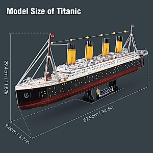 CubicFun 3D Puzzles for Adults - LED Titanic 35'' Large Ship - New Home Desk Decor - House Warming, Wedding, Anniversary, Valentines Day Teacher Gifts for Him Her Stocking Stuffers for Adults