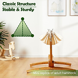 FUNLIO Wooden Hammock with Stand for Kids 3-5 Years, Premium Solid Wood Kids Hammock Chair Stand, Stable Structure, Wider & Longer Children Hammock, 220lbs Capacity, CPC Certified