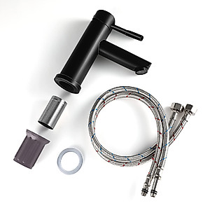 DOITOOL Basin Faucet Single Hole Bathroom Faucet Black Faucet Bath Faucet Kitchen Sink Faucet Bathtub Faucet Bath Mixer Tap Faucet for Bathtub Bathroom Tap Stainless Steel Spout