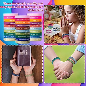Estune 120 Pieces Bible Verses Bracelets Motivational Quote Rubber Wristbands Religious Silicone Bracelet Inspirational Silicone Wristbands Stretch Unisex for Men Women Party