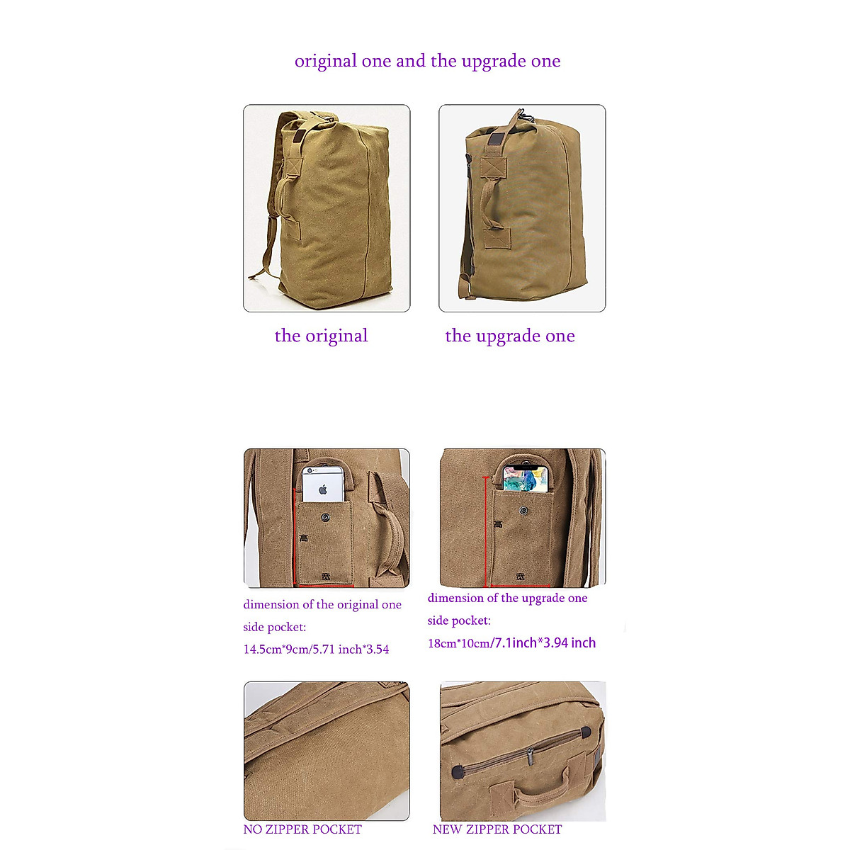 Military Duffel Bag Top Load Canvas Shoulder Bag Outdoors Backpack for Travelling (upgrade black big)