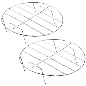 Steaming Rack, 2 Pack 7 Inch Round Food Grade Stainless Steel Steamer Plate for Food Steaming, Cooling and Roasting Cooking in Kitchen and Outdoors (18 cm)