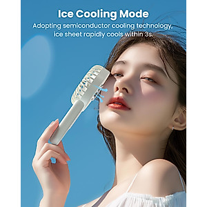 Koonie Cooling Handheld Fan, Battery Operated Fan with Hook, 10 Hours, Ice Cooling Mode, 3 Wind Speed, Portable Pocket Fan for Travel Indoor Outdoor