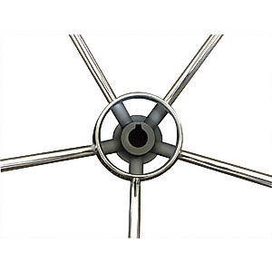 Pactrade Marine 13 1/2" Destroyer SS304 Steering Wheel 5 Spoke Plastic Black Cap