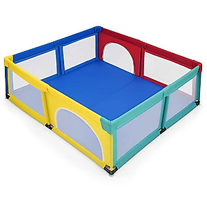 Baby Playpen, Play Pen,Playpen for Babies and Toddlers,Play Yard for Baby, Baby Playard with Safety Gates/ Ocean Balls/Toddler Handle