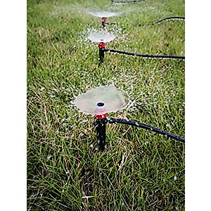 ZILIM 50PCS Drip Emitters Fan Shape with Stake Water Flow, 360 Degree Sprayer Perfect for Irrigation System, Adjustable for 1/4inch(7 x 4mm) Irrigation Tube Hose Watering Kits for Garden Patio Lawn