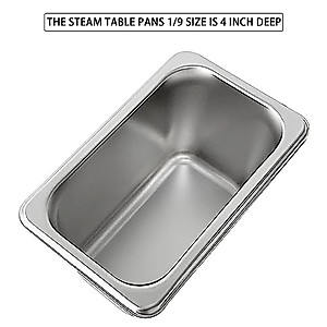 UEJYWUY 8 Pack 1/9 Size Steam Table Pan, 4 Inch Deep Anti Jam Stainless Steel Steam Table Hotel Pan, Commercial Half Size Steam Table Food Pans for Restaurants, Cafeteria, Hotels, Kitchen, Catering