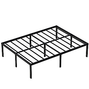 DiaOutro 18 Inch Queen Bed Frame Heavy Duty Metal Platform No Box Spring Needed, Maximum Storage, Easy Assembly, Noise Free, Black