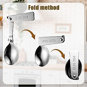 2pcs Replacement Spoon & Fork for Thermos, Stainless Steel Foldable Spoon & Dinner Fork for Outdoors Travel Replacement Parts Compatible with Thermos Funtainer 16oz Food Jar