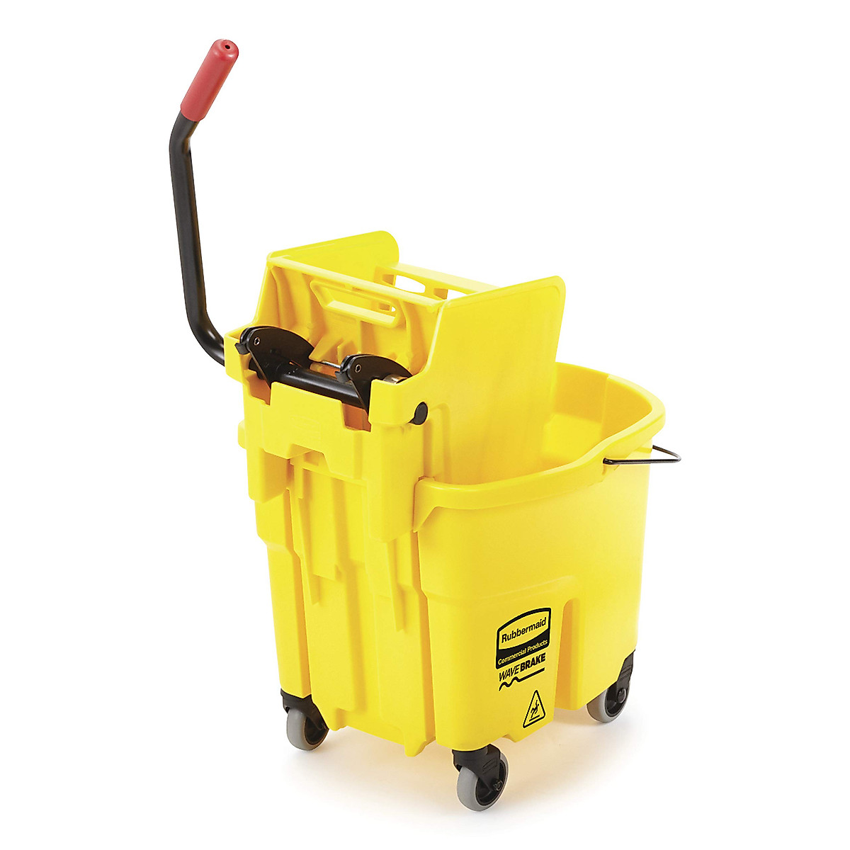 Rubbermaid Commercial 35Qt WaveBrake 2.0 Side-Press Mopping Bucket and Wringer with Foot Pedal Drain, Yellow, for Professional/Industrial/Business Heavy-Duty Floor Cleaning/Mopping