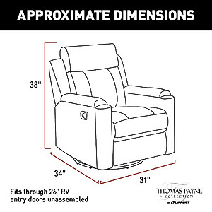 THOMAS PAYNE® RV Swivel Glide Recliner - Millbrae – Luxurious, Comfortable RV Recliner – Easy-to-Clean PolyHyde® Vinyl Fabric – High-Density Foam Interior for Extra Comfort – 2020129853