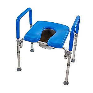 Ultimate Raised Toilet Seat with Handles, Padded, Armrests, Adjustable Height, Premium Elevated Toilet Seat for Elderly Bathroom Safety with Arms, Standard and Elongated Toilets, Blue