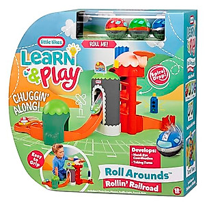 Little Tikes Learn & Play Roll Arounds Rollin' Railroad, Including 3 Toy Train Cars & Playset, Easy Grip & Roll - Birthday Gifts for Kids, Toddler, Boys Girls Ages 18 Months 1 2 3+ Years