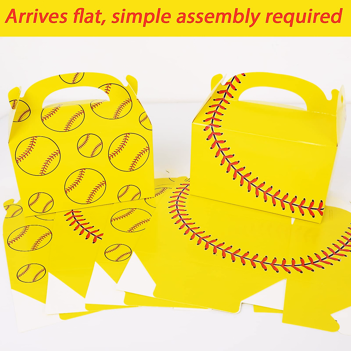 gisgfim 12 Pcs Softball Party Gift Treat Box, Softball Candy Goodie Favor Box for Softball Theme Birthday Baby Shower Party Favors Supplies Decorations