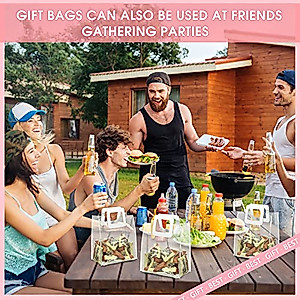 Gersoniel Wedding Clear Gift Bag with Handle Transparent PVC Gift Bag with Heavy Duty Handle Gift Wrap Bag for Bridal Party, Baby Shower, Wedding, Birthday, 7 x 4 x 8 Inch(10 Pieces)