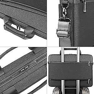 DOMISO 17 Inch Shockproof Laptop Carrying Case Business Briefcase Waterproof Messenger Shoulder Bag for 17"-17.3" Notebook/Chromebook/Dell/Lenovo/Acer/HP/MSI/ASUS, Black & Dark Grey