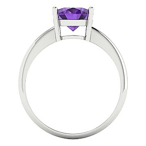 Clara Pucci 2.5ct Oval Cut Solitaire Natural Purple Amethyst Engagement Wedding Bridal Promise Anniversary Ring 18K White Gold Size 3.75