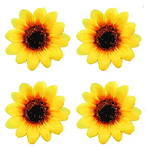 Yansanido 100 Pcs 2.8 Inch (7cm) 2 Layer Petals Artificial Sunflower Heads for Home, Office and Wedding Decoration