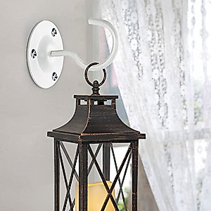 BOLITE Ceiling Hooks for Hanging Plants, Wall Mount Metal Hangers for Bird Feeders, Plants, Lanterns, String Lights, Wind Chimes, Indoor and Outdoor Decorations, Retro White, 4 Pack