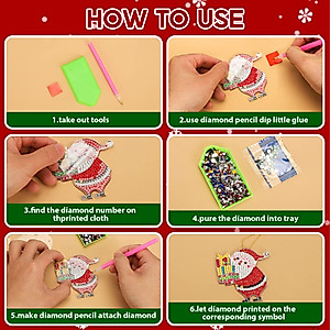 Christmas Diamond Painting Art Kits,Christmas DIY Diamond Painting Keychain,Christmas Ornament Deocr Kits for Adults Kids Crafts Christmas Gift