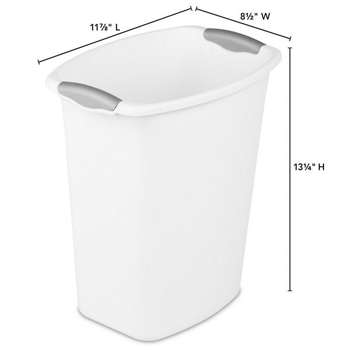 Sterilite 10358006 3 Gallon/11.4 Liter Wastebasket, White with Titanium Inserts, 6-Pack