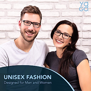 Yogo Vision Reading Glasses 5 Pairs Fashion Ladies Quality Designed Spring Hinge Readers for Women Set of Black Clear, Red Pink, Blue Light Blue, Havana Black, Transparent Black 1.25