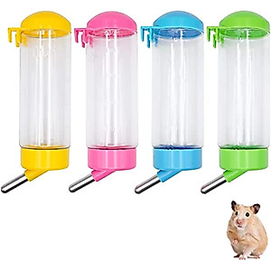 2Pcs Pet Water Bottle Rabbit Hang Water Drinking Bottle No Drip Small Pet Fountain Automatic Water Feeder Watering Systerm for Rabbit Guinea Pig Hamster Color Random