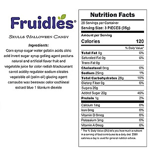 Fruidles Gummy Skulls Halloween Candy, Trick-Or-Treat Party Bag Fillers, Party Favor (Half-Pound