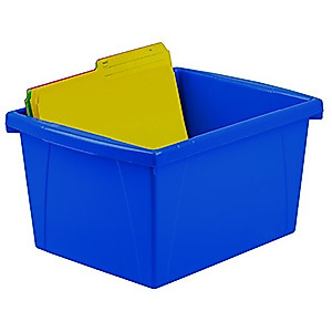 Storex Storage Bin, Single Unit, 10 x 12 5/8 x 7 3/4, 4 Gallon, Assorted Color, Plastic (61514U06C)