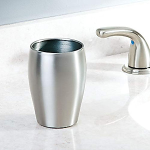 iDesign 28320 Avery Brushed Stainless Steel Bathroom Tumbler Cup - 3" x 3" x 4.06"