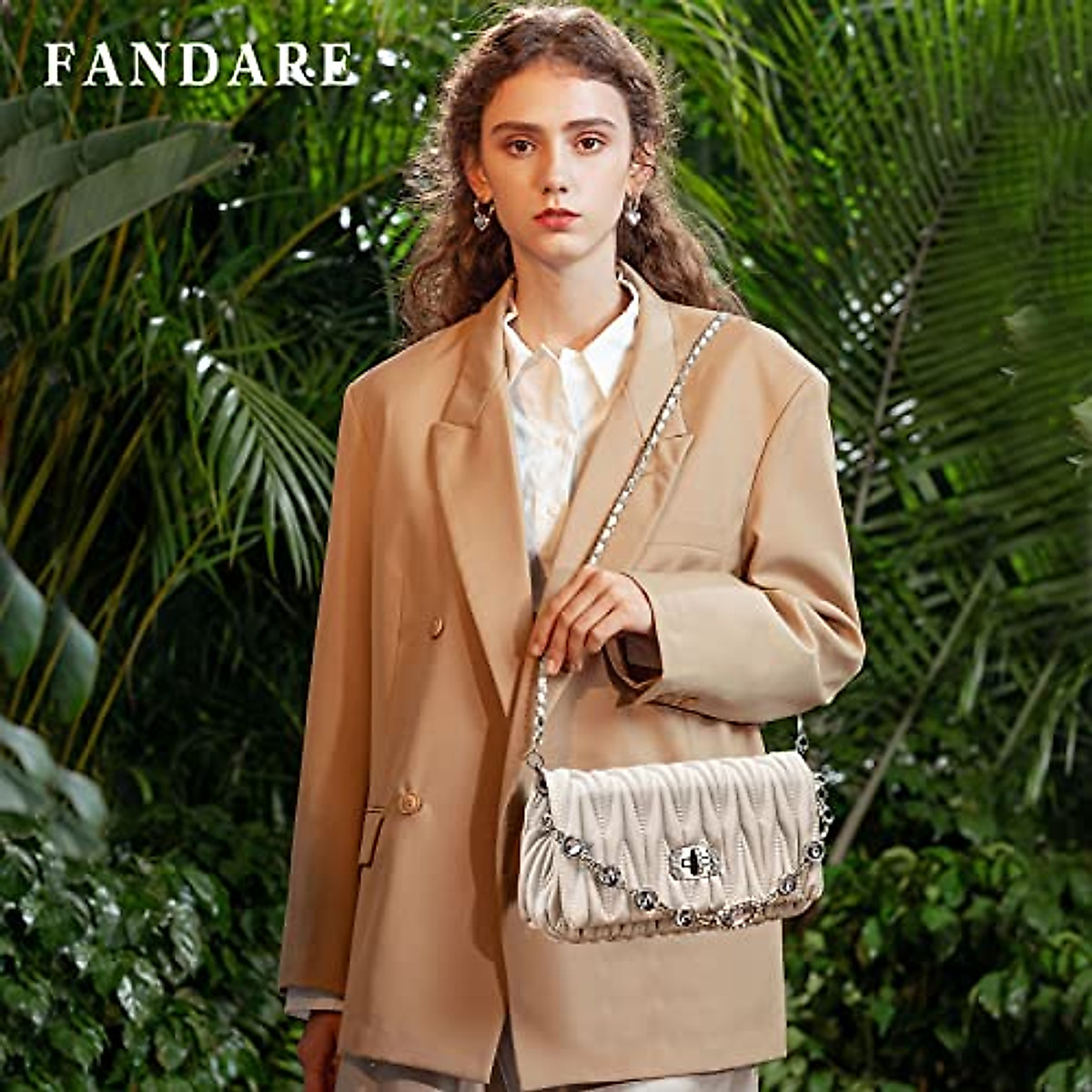 FANDARE Fashion Women Underarm Bag Handbag Top Handle Bag Shoulder Bag Satchel Bag Waterproof Messenger Bag PU Leather Crossbody Bag for Work Travel Office Party Shopping White