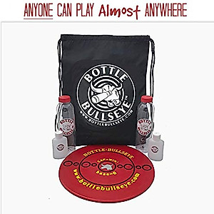 Bottle-Bullseye™ Official Travel Kit - Fun Indoor & Outdoor Game Like Darts. Play Almost Anywhere: Parties, picnics, Camping, Tailgating. Durable Weatherproof Target & Bottles are Made in The USA!!