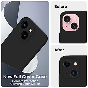 FireNova Designed for iPhone 15 Case, Silicone Upgraded [Camera Protection] Phone Case with [2 Screen Protectors], Soft Anti-Scratch Microfiber Lining Inside, 6.1 inch, Black