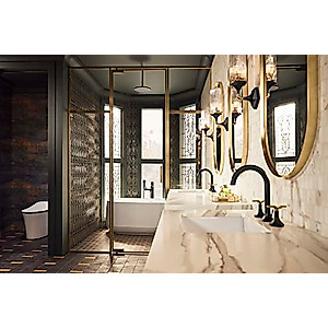 Kohler T27025-4-BMB Occasion Floor-Mount Bath Filler Trim with Handshower in Matte Black with Moderne Brass