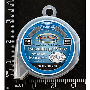 Bead Buddy 19 Strand Beading Wire, Satin Silver 25ft 0.18"