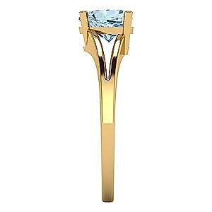 Clara Pucci 1.4ct Heart Cut Solitaire split shank Sky Blue Topaz Bridal Designer Wedding art deco Anniversary Ring 14k Yellow Gold