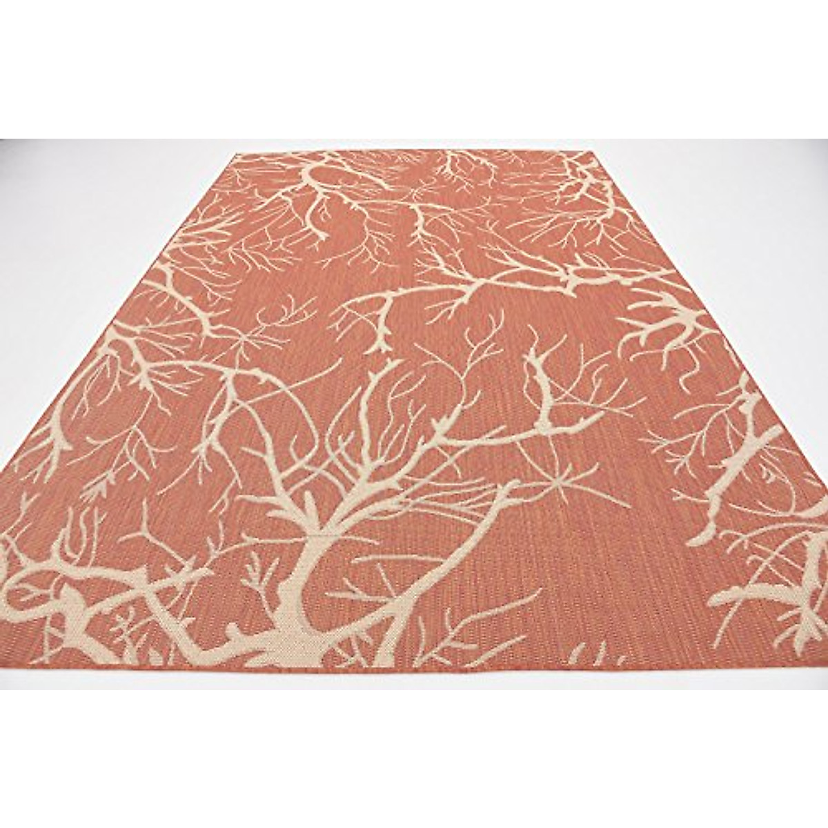 Unique Loom Outdoor Botanical Collection Area Rug - Branch (7' 1" x 10' Rectangle, Terracotta/ Beige)
