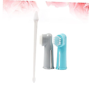 FRCOLOR Small Dog Toothbrush 4 Sets 3pcs Double Head Dog Brush Puppy Toothbrush
