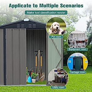 Outdoor Storage Sheds 6' x 4' Garden Storage House Utility Tool Shed for Lawn w/Lockable Door & Air Vent