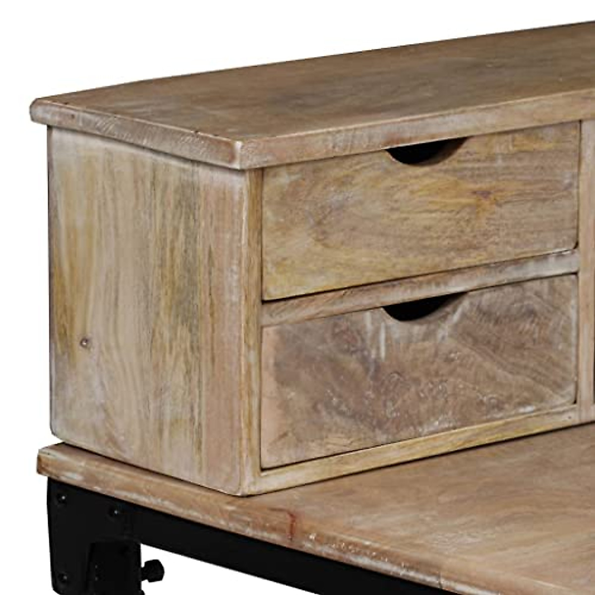 ULUYYUC Writing Desk,Home Office Desk Computer Desks Secretary Desk with Drawers Suitable for Home, Office, Bedroom, Conference Room, etc Solid Mango Wood and Steel 43.3"x19.7"x37.8"